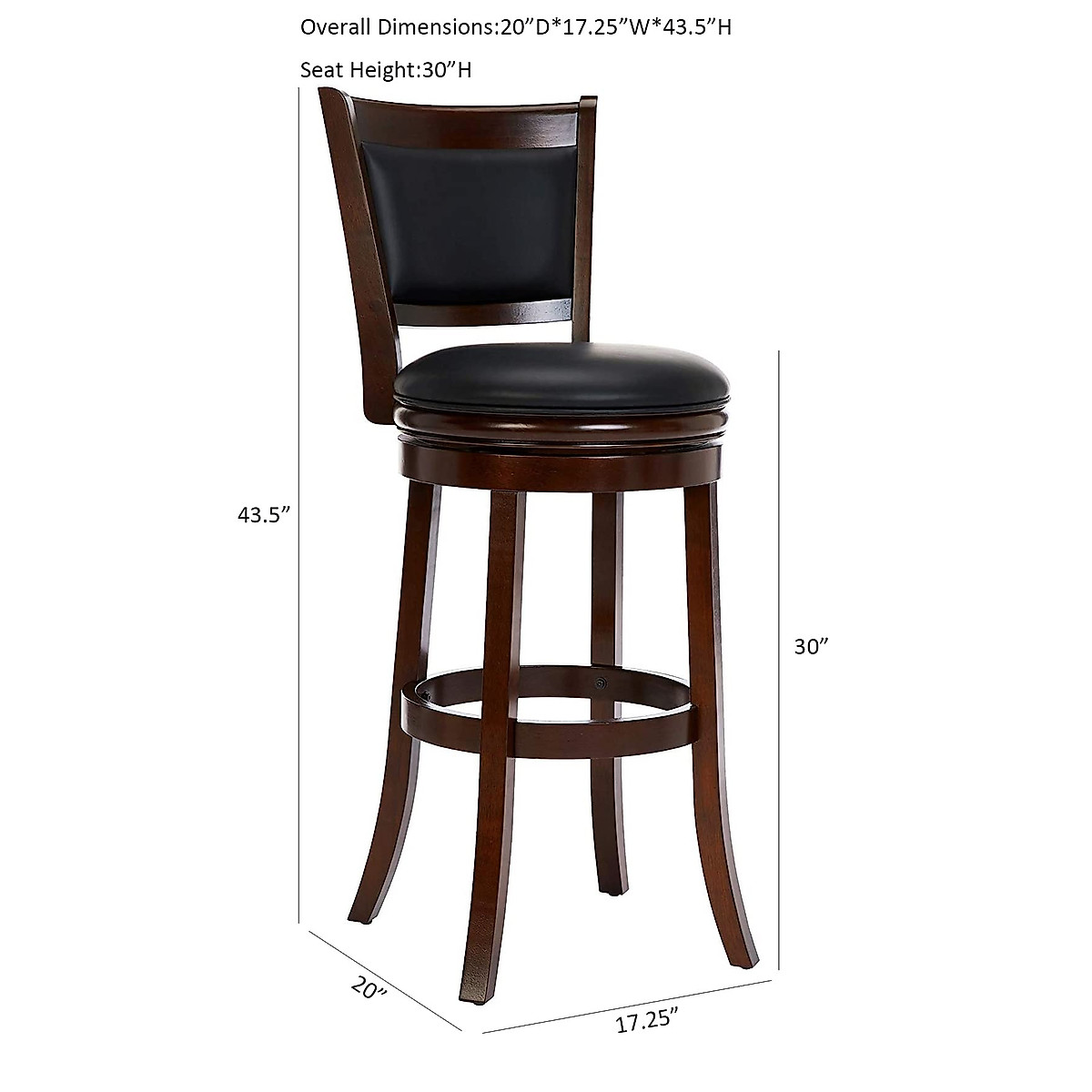 Ball & Cast Bar Height, Pack of 2 Swivel Stool, 29-Inch,2-Pack, Cappuccino