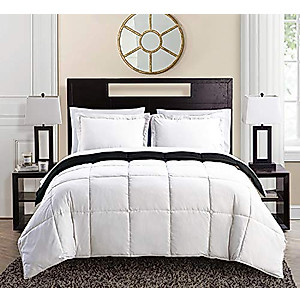VCNY Home - Queen Bed in a Bag, Reversible 7-Piece Bedding Set, Stylish Room Decor (Lincoln Black/White, Queen)