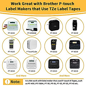 8-Pack Compatible TZe TZ 12mm 0.47 Inch Laminated Label Tape Replacement for Brother P Touch TZe-231 TZe231 TZe431 TZe531 TZe631 TZe731 TZe334 TZe335 Tape for Ptouch PT D210 H100 H110 1290 Label Maker