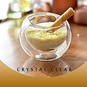 AEFPOYMXU Clear Dessert Cups Glass Set of 2 Crystal Ice Cream Trifle Bowl Double Clear Glass Fruit Parfait for Appetizers, Condiments and Cocktails Dip Bar Snack Dish（300ML）