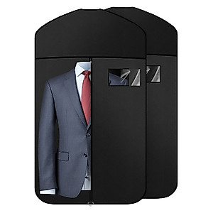 Vodiver Premium Oxford Fabric Garment Bag Hanging Clothes Travel Suit Bag with Clear Window for Suits, Coats, T-Shirts, Jackets. (Black, 40-inch-2 packs)