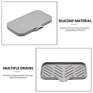 Esmartlife Kitchen Soap Tray,Silicone SpongeTray, Kitchen Sponge Holder, Kitchen Soap Tray,Silicone Soap Holder for Kitchen Sink/Bathroom,Soap Dispenser with Drain (Pack of 1)