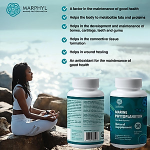 MARPHYL Marine Phytoplankton Wild Multi Species Natural Supplement - 150 mg per capsule - organic - 30 vegan capsules - from Vancouver Island, Canada