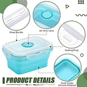 Bokon 16 Silicone Collapsible Food Storage Containers 11.8 oz Reusable Collapsible Bowls with Lids Vent Foldable Food Container Sets Meal Prep Container Silicone Lunch Box, Microwave Dishwasher Safe