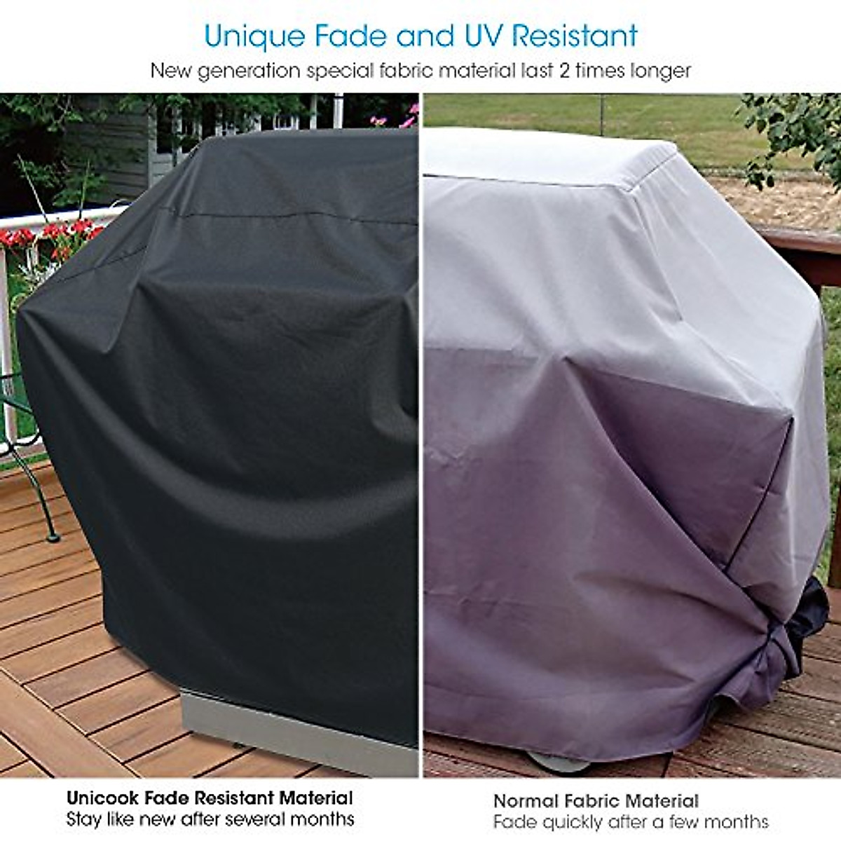 Unicook Grill Cover 70 Inch, Heavy Duty Waterproof Gas Grill Cover, Fade Resistant BBQ Cover, Durable and Convenient Large Barbecue Cover, Compatible with Weber Char-Broil Nexgrill and More Grills