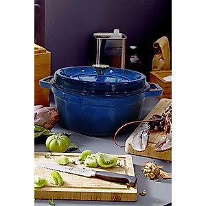 SPROS 6.4-Quart Enameled Cast Iron Dutch Pot with Lid and Dual Handles, Gas, Electric Safe; ceramic, induction and oven-safe up to 500°F - Blue