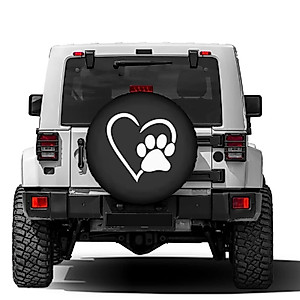 Foruidea Dog Pet Paws Love Heart Spare Tire Cover Dust-Proof Wheel Tire Cover Fit Trailer, RV, SUV and Many Vehicle 15 Inch