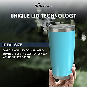 IHTISAB Stainless Steel Tumbler, 20 OZ Stainless Steel Vacuum Insulated Tumbler, there are two layers, Reusable Stainless Steel Travel Drinking Mug with Mag Slider Lid, Coffee Cups (Light Blue)