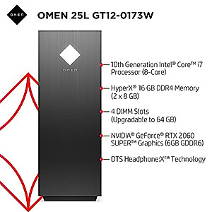 HP OMEN 30L Gaming Desktop PC, NVIDIA GeForce RTX3060Ti, Ryzen7-5800X Processor, 16GB RAM, 1TB, Windows 10 Home w/Tivdio Accessory