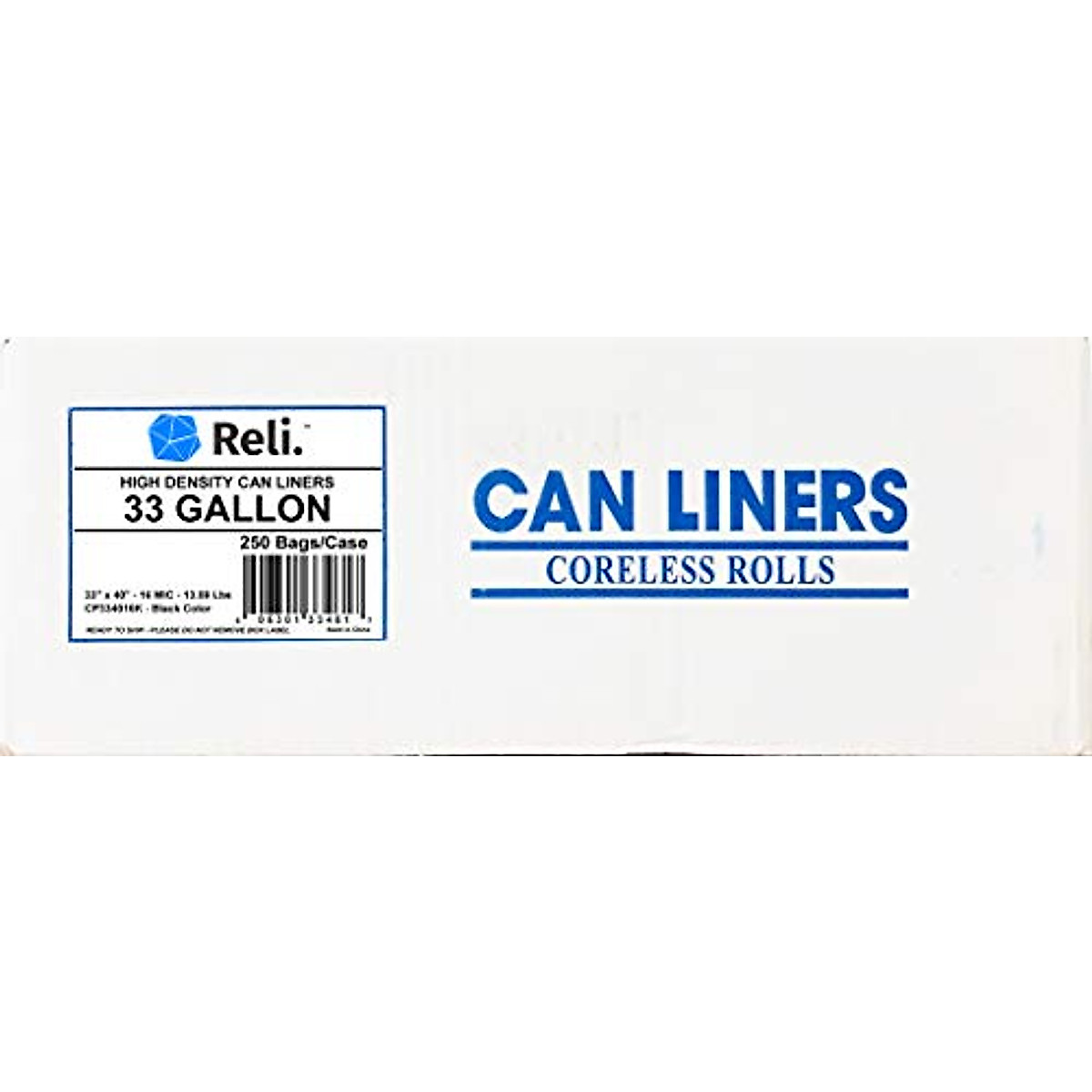 Reli. 33 Gallon Trash Bags Heavy Duty (250 Count Bulk), Made in USA | Black Garbage Bags 30 Gallon - 32 Gallon - 35 Gallon, Bulk Trash Bag Can Liners