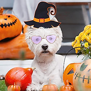 8 Pcs Heart Metal Sunglasses for Cats Small Dogs Costume Retro Small Cat Glasses Dog Glasses Dolls Sunglasses Party Cosplay Costume Photo Prop