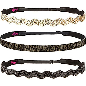 Hipsy Cute Fashion Adjustable No Slip Hairband Headbands for Women Girls & Teens (Black & Gold Zigzag 3pk)