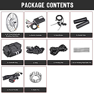 AW Electric Bicycle Front Wheel 20" E-Bike Conversion Kit 36V 750W Ebike Wheel Kit Thumb Throttle Hub Bicycle Conversion Motor Kit