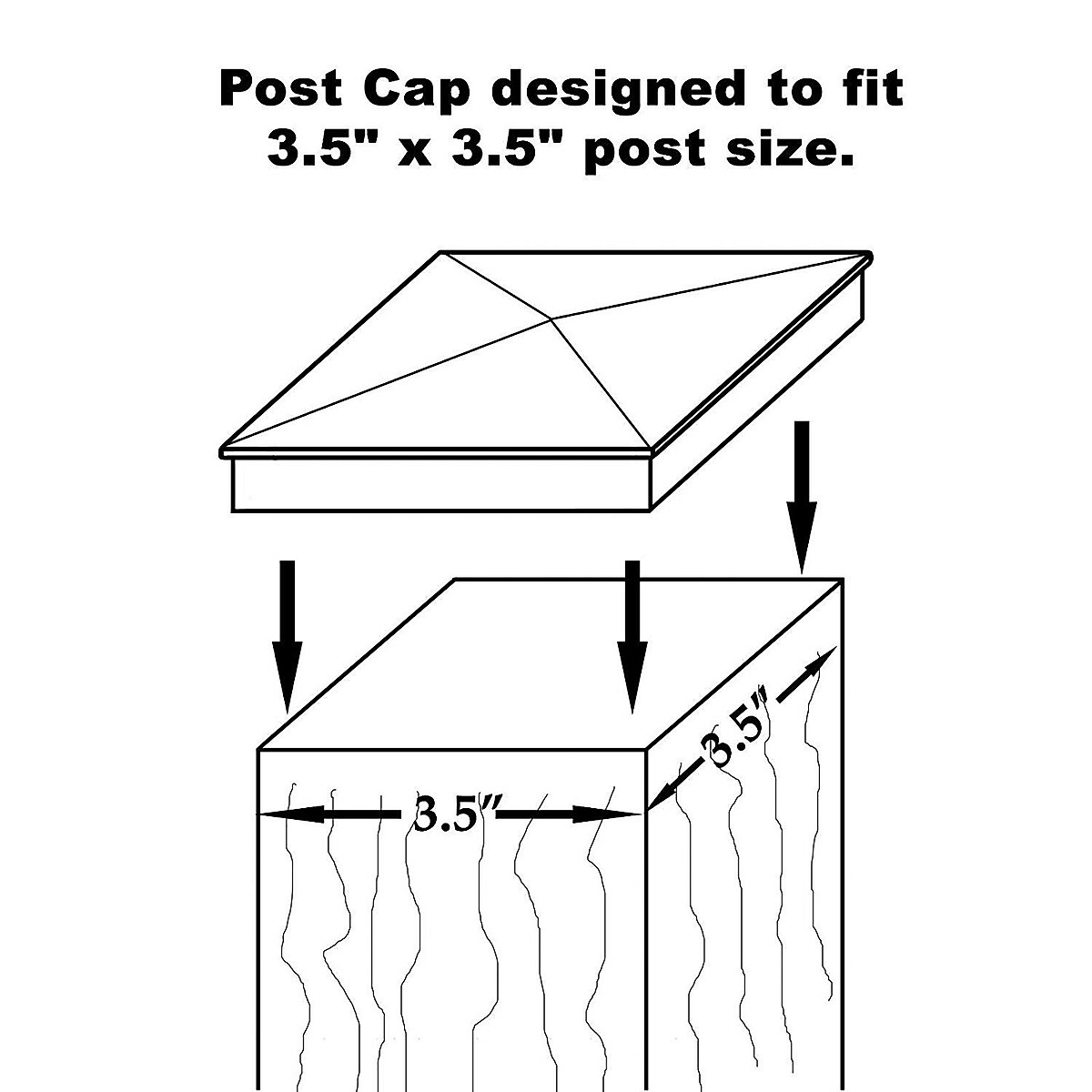 Nuvo Iron PCP02 3 1/2" Pyramid Post Cap, 3-1/2 x 3-1/2 inch, Black