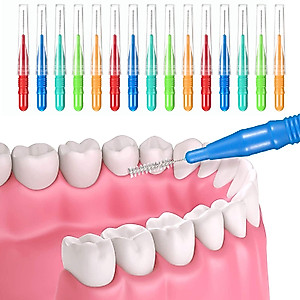 350 Pieces Soft Interdental Brush Steel Dental Picks Mixed Color Dental Flosser Oral Brush Floss Silicone Tooth Cleaning Tool for Oral Mouth Teeth Cleaning