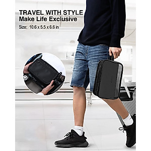 Luxtude Travel Toiletry Bag for Men Water-resistant, Large Shaving Dopp Kit with Double Zipper Opening, Compact Toiletry Cosmetic Organizer Bathroom Shower Bag for Toiletries and Shaving Supplies etc.