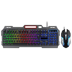 EXHNLE Gaming Keyboard and Mouse Combo, LED Rainbow Backlit Keyboard with 104 Key Computer PC Gaming Keyboard for Computer, Desktop, Notebook, Laptop