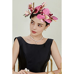 Coucoland Flower Hat Fascinators for Women - Pink Fancy Tea Party Church Derby Cocktail Hats Floral Fascinator Headband