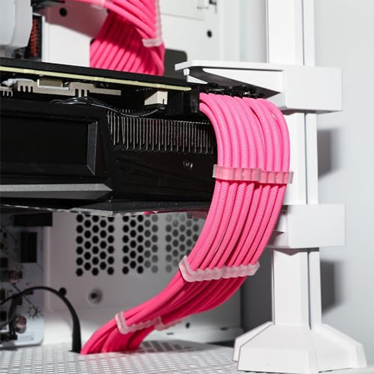 Vetroo PSU Extension Cable Sleeved Customization Mod PC Power Supply Cable, Soft Nylon Braided with Comb Kit 18AWG ATX/EPS/8 Pin PCI-E/6+2 Pin PCI-E (Pink)