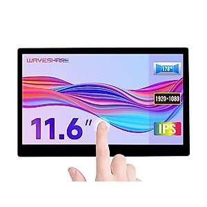 waveshare 11.6inch Capacitive Touch LCD Screen Compatible with Raspberry Pi4B/3B+/3A+/2B/B+/A+/Zero/Zero W/WH/Zero 2W CM3+/4 1920×1080 Resolution HDMI IPS Supports Jetson Nano/Windows
