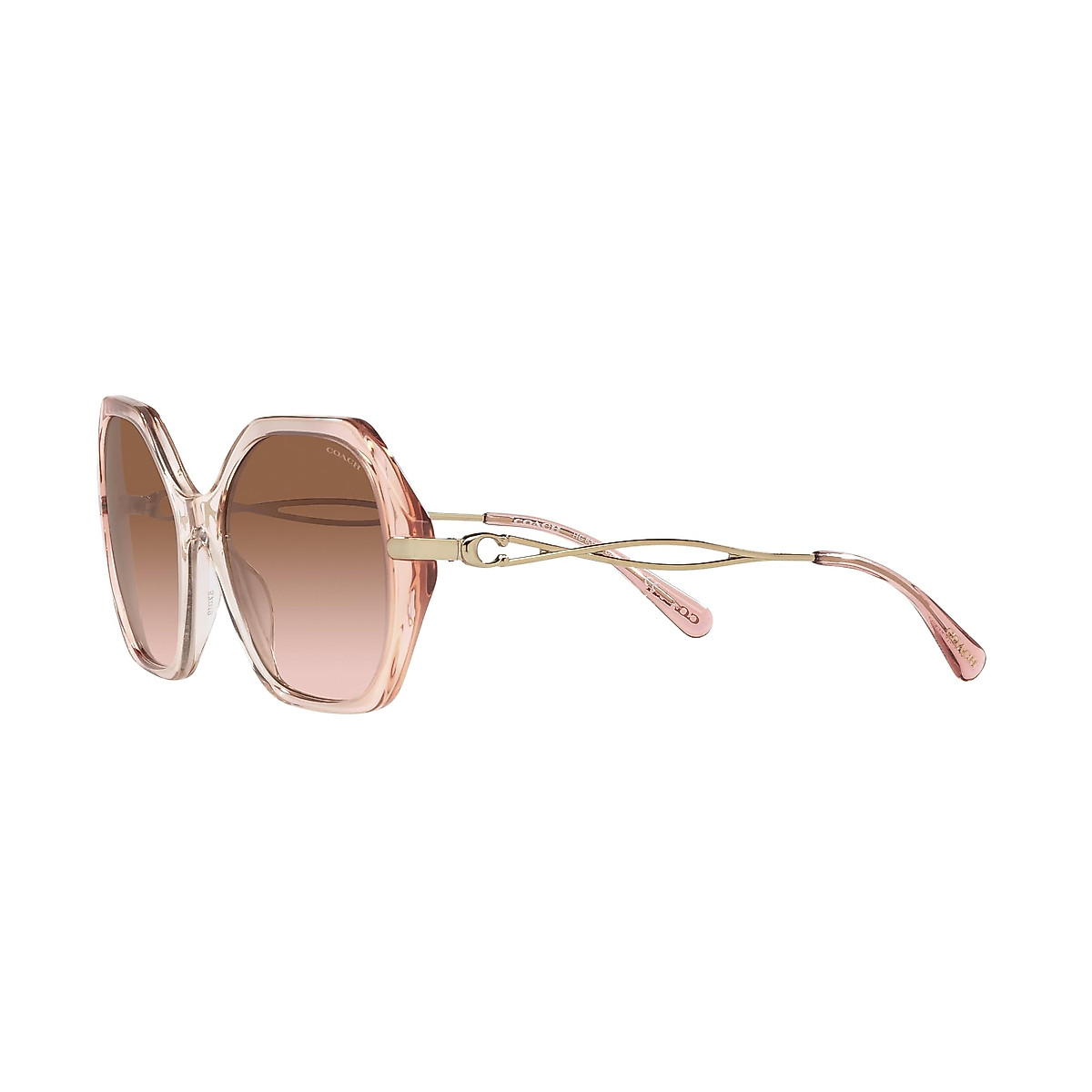 Coach HC8315 Sunglasses, Gradient Transparent Peach/Brown Rose Gradient, 57 mm
