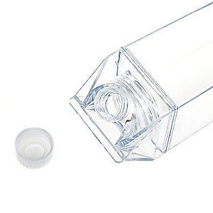 yarlung 6 Pack Milk Carton Water Bottle, 17 Oz Clear Plastic Milk Box Portable Square Juice Bottle for Outdoor Sports Travel Camping