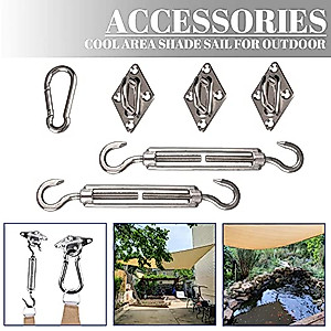 Cool Area 8 Inch Stainless Steel Hardware Kit for Triangle Sun Shade Sail Installation, Turnbuckle x2 Pad Eye x3 Snap Hook x1