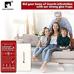 LULUCATCH Cricket Insect Glue Traps - 6 Pack Bug Traps, Cockroach Sticky Traps, Large Spider Trap with Pre-Baited Attractant, Highly Effective Glue Boards Indoor, Non-Toxic & Safe to Children, Pets