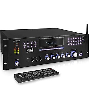 PYLE 4 Channel Amplifier Receiver - 1000 Watt Rack Mount Bluetooth Home Theater-Stereo Surround Sound Preamp Receiver W/Audio/Video System, CD/DVD Player, AM/FM Radio, MP3/USB Reader - PD1000BT