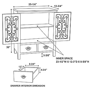 Powell Furniture 990-332 Parcel 2-Door 2-Drawer Console, White 30" L x 13.75" W x 25.5" H