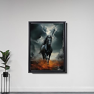 Majestic Black Stallion Galloping In The Clouds, Black Horse On Salt Flats, Canvas Print, Black Horse Print, Black Horse Wall Art, Canvas Prints, Wall Decor