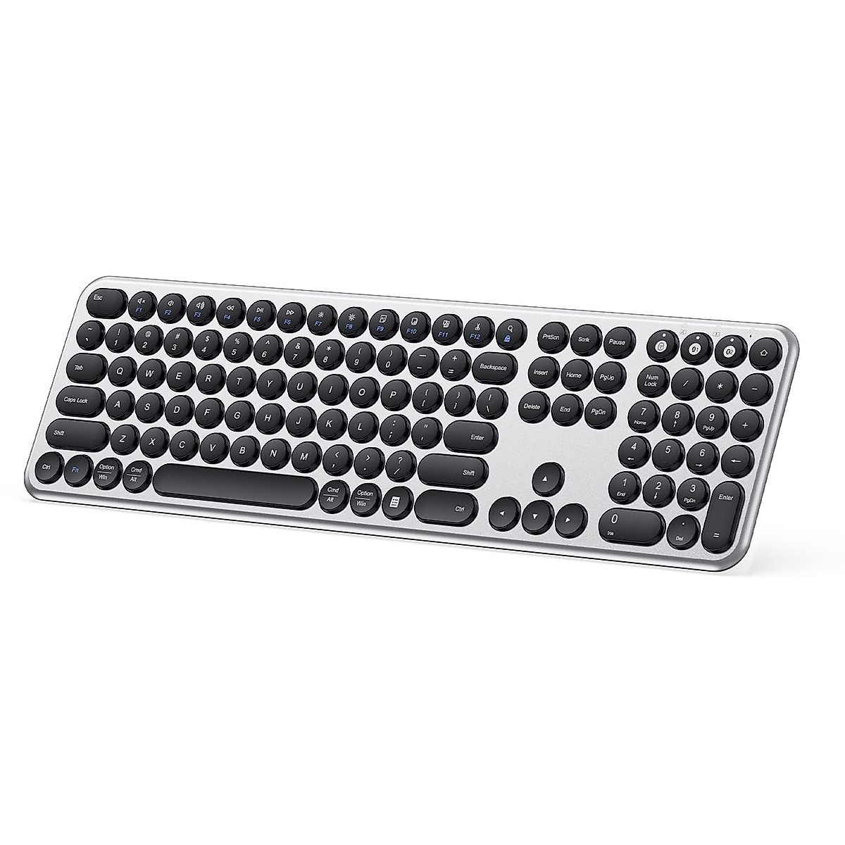ZYTUA Multi-Device Bluetooth Keyboard, Dual Mode (Bluetooth & 2.4GHz) Full Size Rechargeable Wireless Keyboard with Round Keys, Support 3 Devices for Windows/iOS/Mac OS/Android
