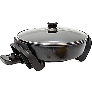 Extra Deep Electric Skillet Nonstick - Adjustable Temperature Control Aluminum Electric Fryer (12 Inch)