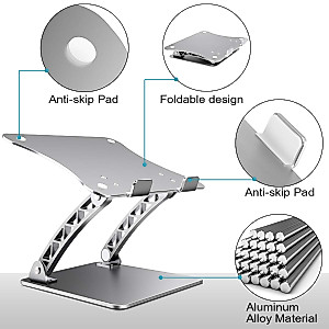B-Land Laptop Stand, Adjustable Laptop Holder Laptop Riser Aluminum Notebook Computer Holder Stand Compatible with MacBook, Air, Pro, Dell XPS, Samsung, Lenovo, Alienware All Laptops 11-17"