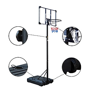Rakon Portable Basketball Hoops & Goals Basketball System with 35.4 Inch Backboard, Height Adjustable 6.2ft -8.5ft for Adult Youth Teenagers Indoor Outdoor Use