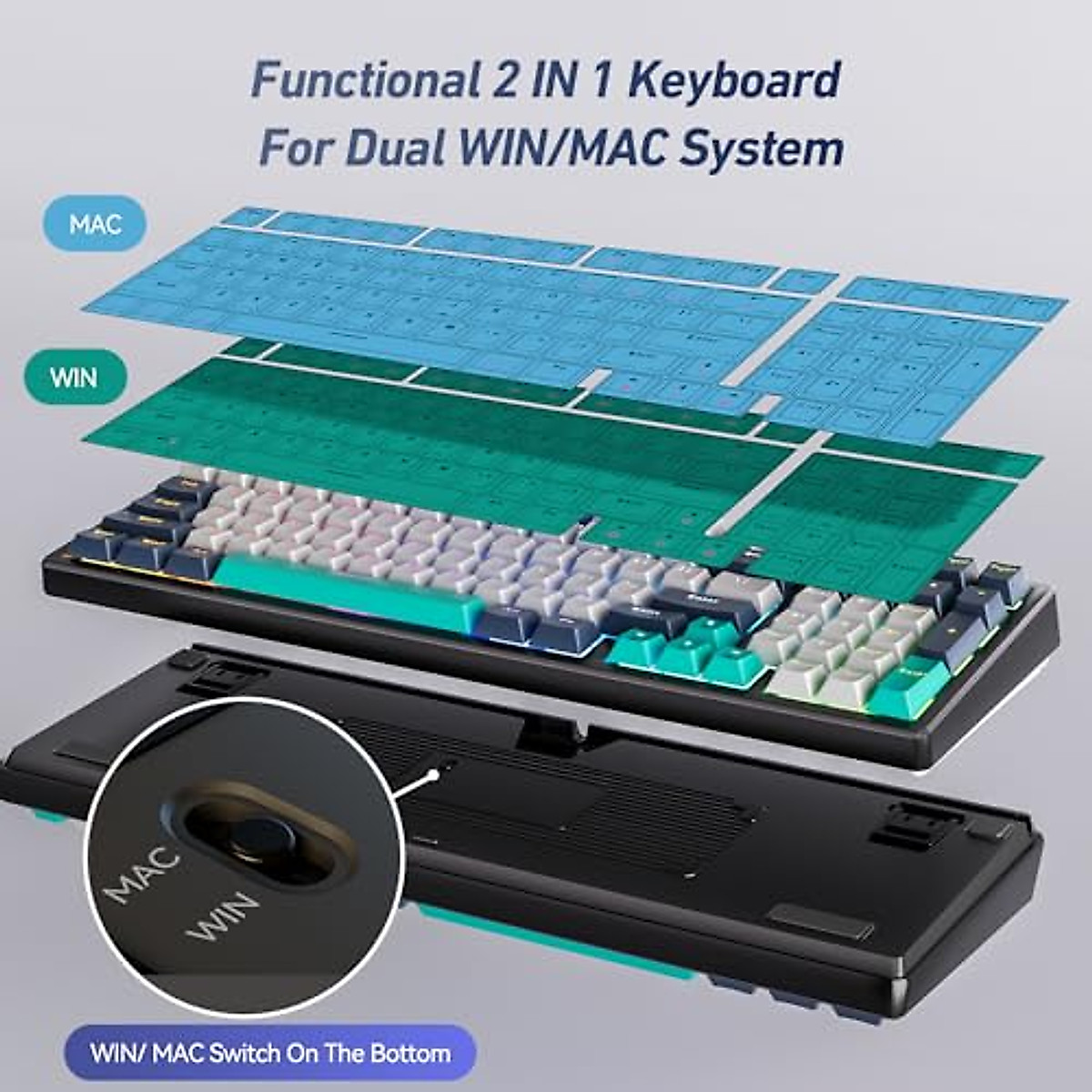 EarlyLit Hot-Swappable Mechanical Keyboard, Wired Gaming Keyboard with Numeric Pad,Quiet Gasket and Red Switches,Programmable RGB Backlit, Compact 98Keys Computer Keyboard for PC Mac Xbox Gamer
