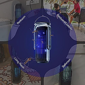 3 in 1 Bug Zapper & Insect Killer, Indoor/Outdoor Mosquito Zapper with 365nm UV Light,Strong Fan and 2000V Electric Grids,Smart Sensor,Kill Moths,Gnats,Mosquitoes,for Modern Home Patio Office