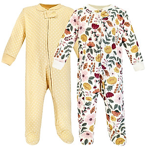 Hudson Baby Unisex Baby Premium Quilted Zipper Sleep and Play, Fall Botanical, 3-6 Months