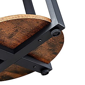 EKNITEY Wood Round End Table - 19.7" Dia. Side Table with Storage Small Table with Sturdy Metal Frame for Living Room Bedroom Couch Snack and Sofa 2-Tier