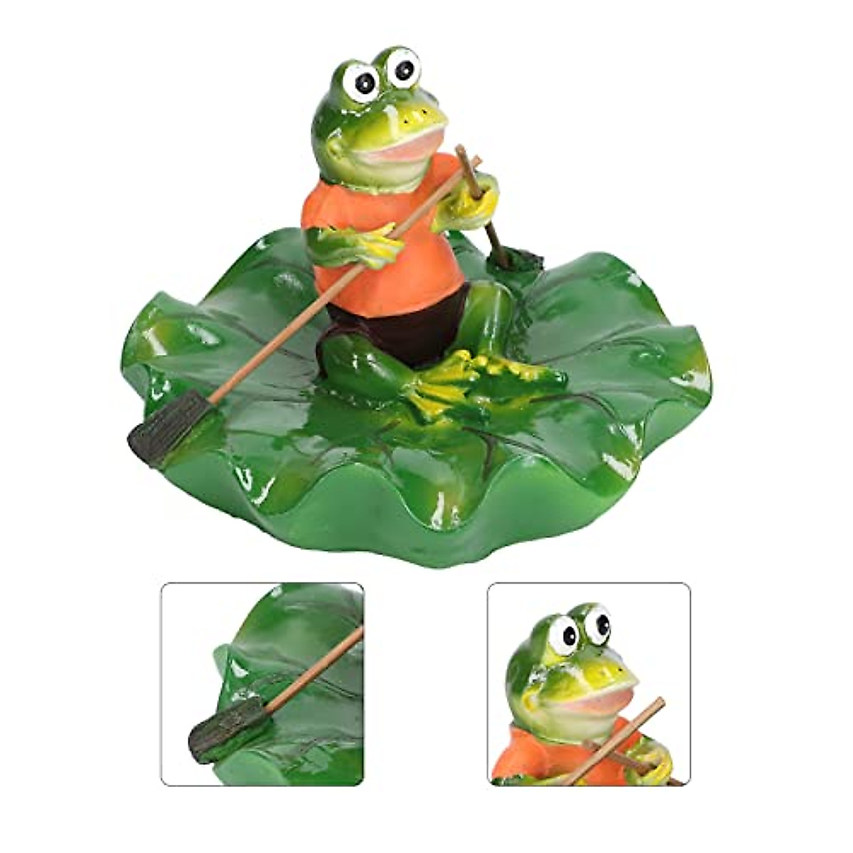 CHICIRIS Floating Leaf Frogs Ornament, Lifelike Durable Waterproof Resin Floating Frogs Leaf Exquisite High Grade Simulation for Garden Pool