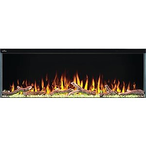 Napoleon Trivista Primis 60 3-Sided Electric Linear Fireplace - Built-in Design - Multi-Color Flames with Large Crystal Cubes and Natural Looking Birch Logs - NEFB60H-3SV