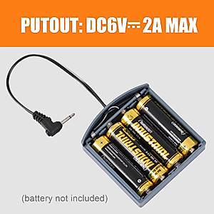 HOMEYUER External Power Supply Box with 2.5mm and 3.5mm Jack for Some Safe Box with External Battery Supply Like BARSKA Safe, 4 AA Battery Holder with Wires, 6V Backup Power Source for The Safe Box