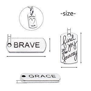 Aylifu 50 Pieces Mixed Inspirational Words Charms Pendants Tibetan Silver Craft Supplies Inspiration Message Beads Charms for Jewelry Making DIY Handmade Craft, 25 Types