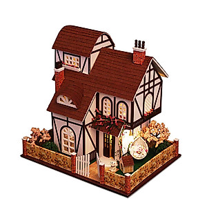 DIY Miniature Dollhouse Kit with Music Box Rylai 3D Puzzle Challenge for Adult Kids (Flower Town)