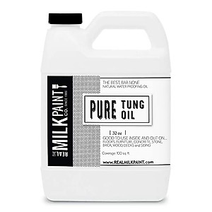 Real Milk Paint, Pure Tung Oil for Wood Finishing, Cutting Boards, Outdoor Furniture, Butcher Blocks, Wood Flooring, Food Grade, Waterproof, 32 oz