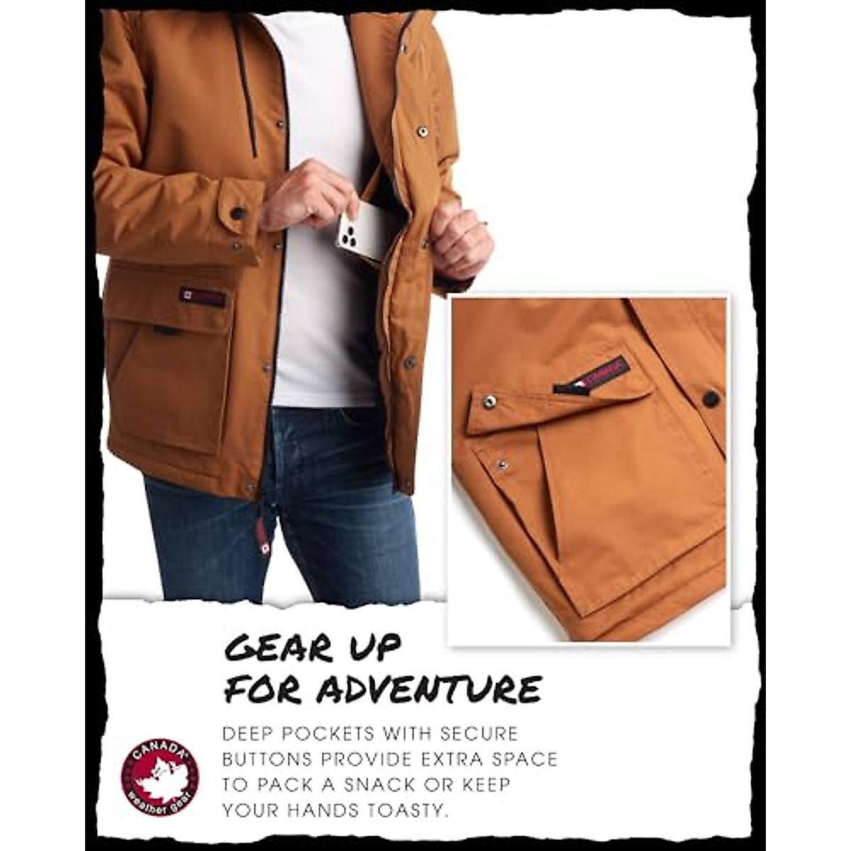 CANADA WEATHER GEAR Men's Winter Coat – Heavyweight Weather Resistant Sherpa Fleece Lined Parka Jacket (M-XXL), Size Medium, Oak