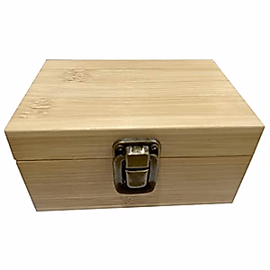 Cali Factory - Small Size Wooden Box - Wood Keepsake Box With Hinged Lid and Metal Latch - Memory Box For Gift , Storage For Jewely , Tea or Other Treasures (Natural Bamboo)