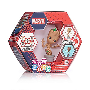 WOW! PODS Marvel Avengers Collection - Potted Groot | Superhero Light-Up Bobble-Head Figure | Official Marvel Collectable Toys & Gifts | Number 205 in Series, Beige, 4 inches