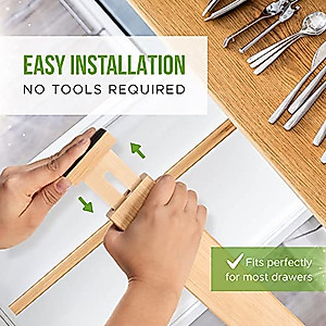 Velt Products Bamboo Drawer Dividers (17.5"-21.75") – Adjustable Divider Organizer for the Kitchen, Bedroom, and Bathroom – Organization Help for a Dresser, Cabinet, Storage Rooms