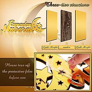 Islamic Tabletop Decors Ramadan Mubarak Sign Ramadan Kareem Sign Eid Decoration Islamic Home Decor Ramadan Gifts Wooden Letter Ramadan Table sign Eid Mubarak Tabletop decor for Desk (Ramadan Mubarak)